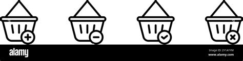 Icon Ui Button Shopping Basket Or Cart With Plus Minus Check And Cancel Symbols Editable File