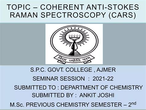 Coherent Anti Stokes Raman Spectroscopy Pptx