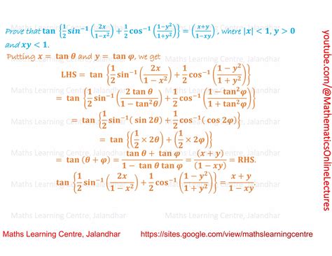 Class 12 Chapter 2 Inverse Trigonometric Functions Problems Based On