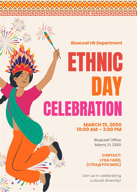 Free Ethnic Day Office Invitation Template To Edit Online