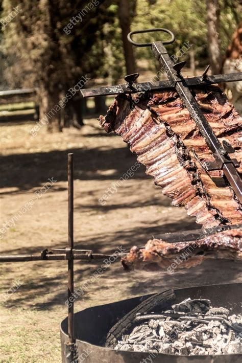 Flame Fired Beef Ribs Traditional Gaucho Food Argentina 이미지