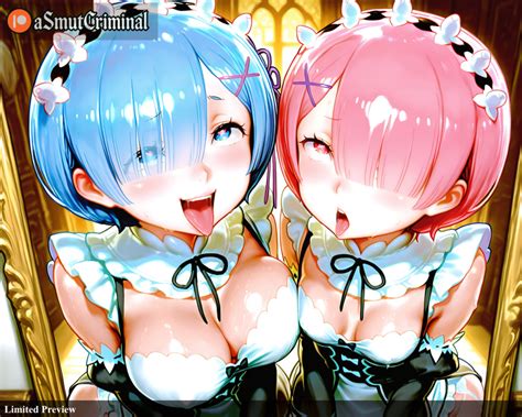 Rule 34 2girls Ai Generated Asmutcriminal Blue Eyes Blue Hair Blush Breasts Cleavage Detached