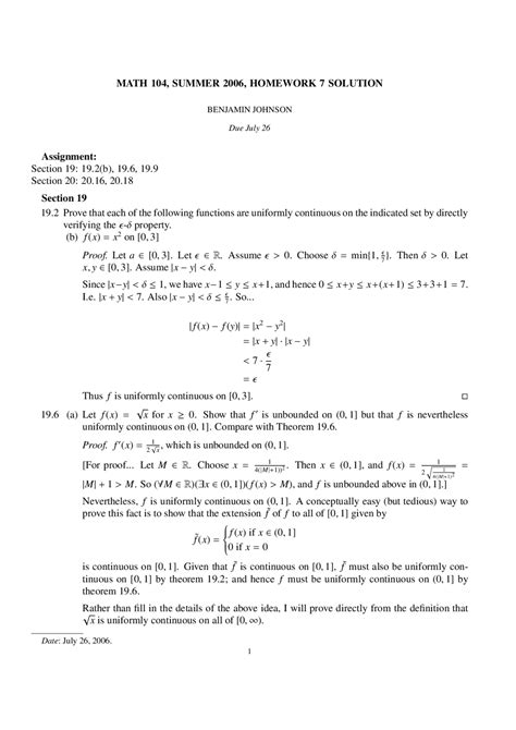 Homework 7 Questions With Solution On Introduction To Analysis Math