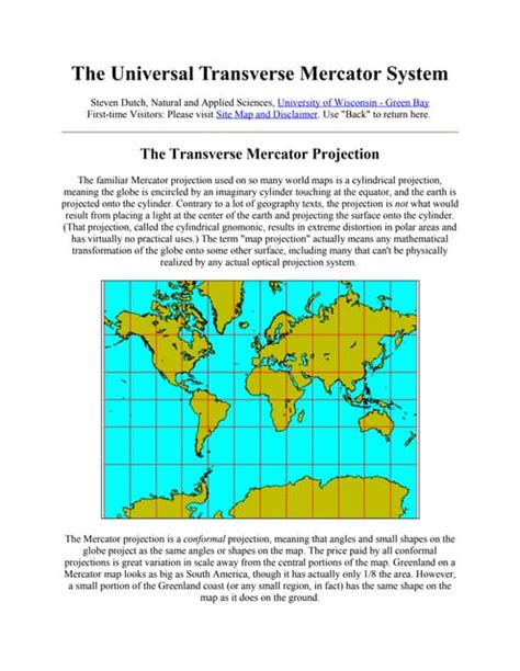 Universal Transverse Mercator Projection