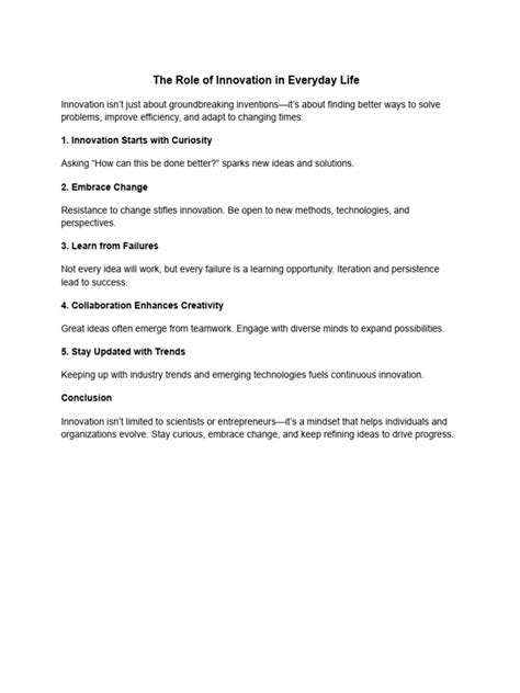 Innovations Impact On Daily Life Pdf