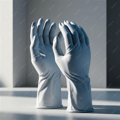 Two White Gloves With Hands In The Air One Of Them Has A White Glove On