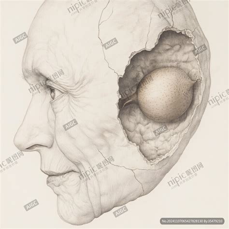 Ai创作图头部结构 干细胞抗衰 阿尔兹海默症 脑黄金 面部解剖 脑功能障碍 金质颅内供器 高级神经中枢 下颞窝 头部剖面 阿兹海默症 阿尔茨海