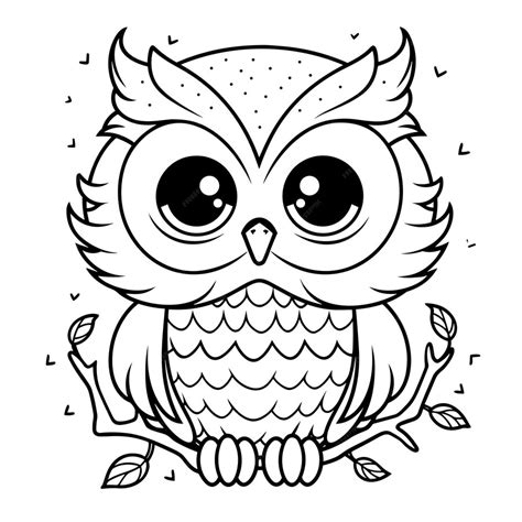Handgezeichnete Eule Umriss Illustration Schöne Eule Malseite Schwarz