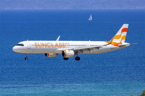 Sunclass Airlines Airbus A321neo Airplane At Rhodes Airport In Greece Editorial Photo Image Of