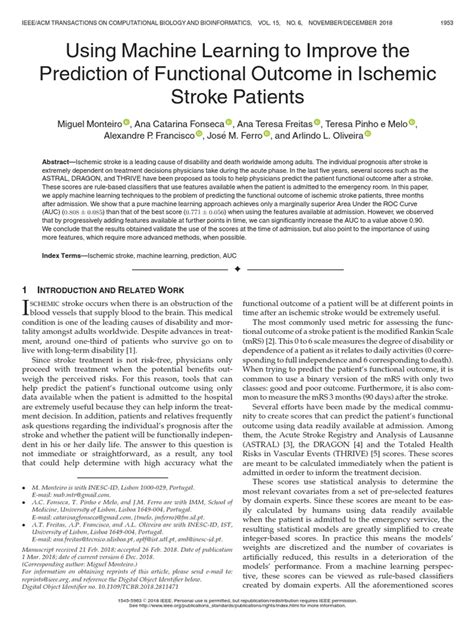 using machine learning to improve the prediction of functional outcome