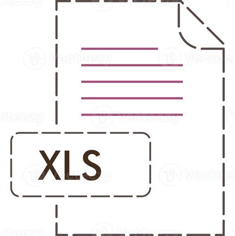 Xls File Format Icon Rounded Dashed Outline Art 57326355 Png