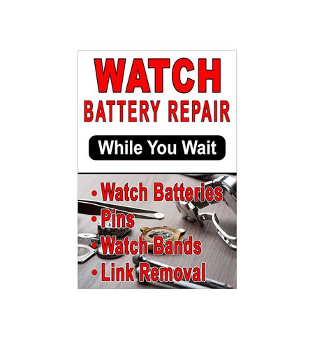 Watch Battery Repair Advertising Poster Sign With Lamination X Etsy