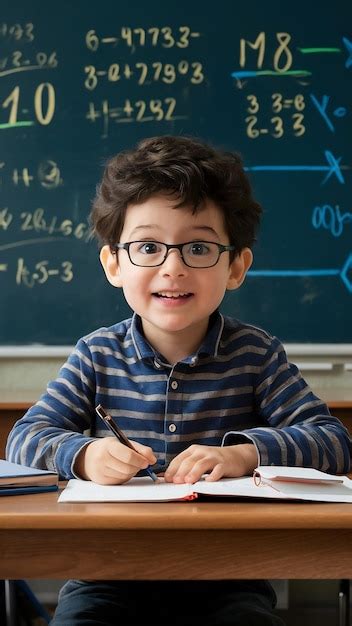 Cartoon Student In A Math Class Premium Ai Generated Image