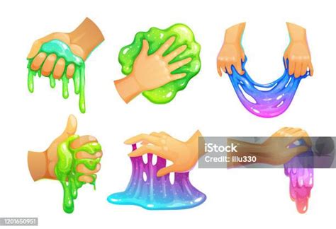 손에 들고 재미 다채로운 수제 점액 벡터 일러스트레이션 끈적끈적한에 대한 스톡 벡터 아트 및 기타 이미지 끈적끈적한 손
