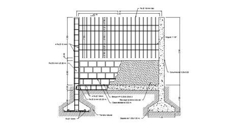 Wall And Gate Constructive Structure Cad Drawing Details Dwg File