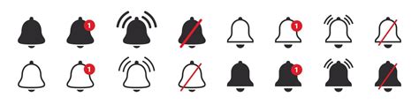 Notification Bells Set Alarm Symbols Incoming Inbox Message Notification Icons Vector