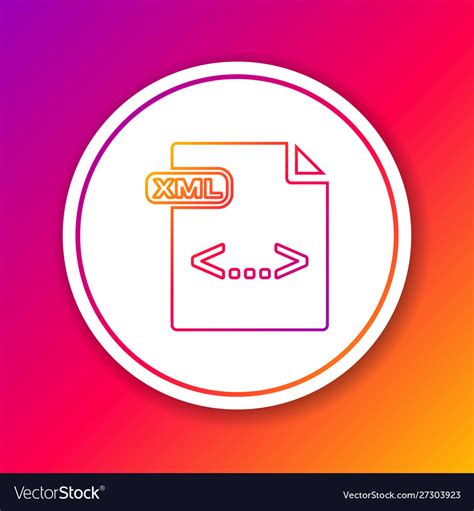 Color Line Xml File Document Download Button Vector Image