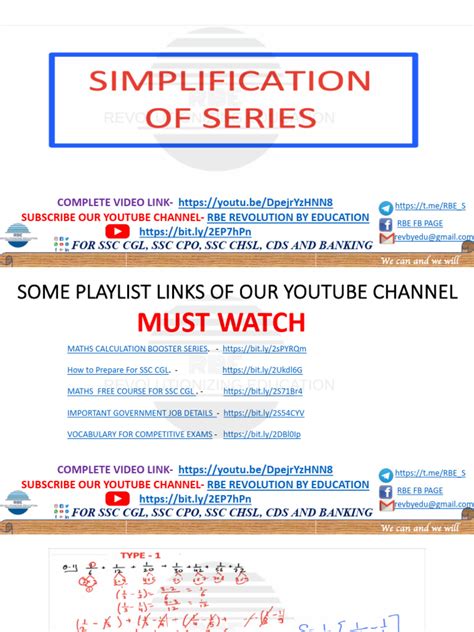 Simplification Of Series Full Video Pdf Qualifications You Tube