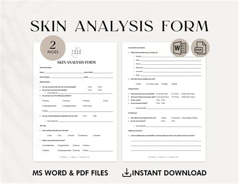 Esthetician Templates Skin Analysis Form Printable Skincare Consent Forms Editable In Pdf
