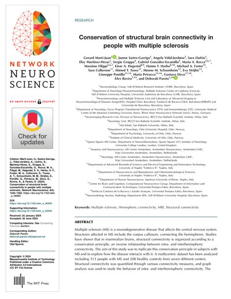 Pdf Conservation Of Structural Brain Connectivity In People With Multiple Sclerosis