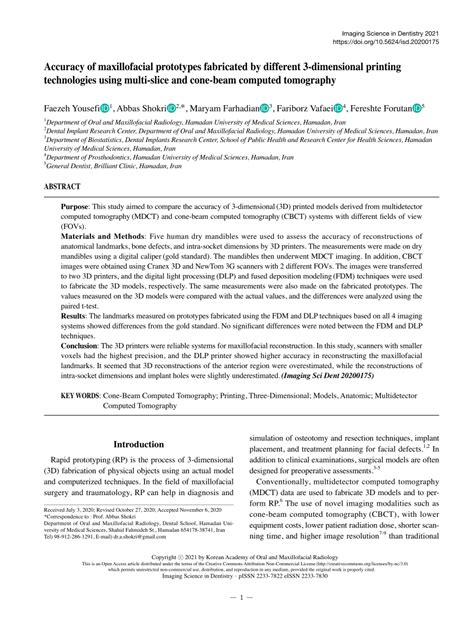 Pdf Accuracy Of Maxillofacial Prototypes Fabricated By Different 3 Dimensional Printing