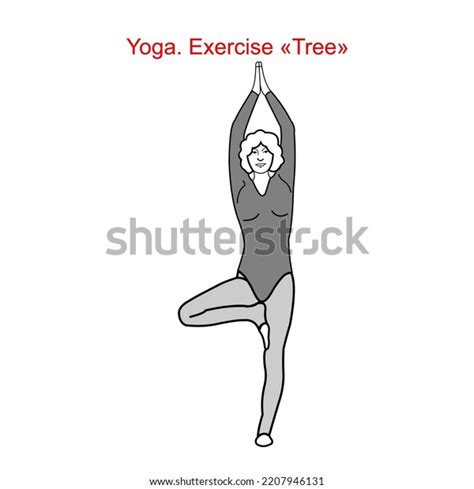 Yoga Pose Exercise Tree Girl Goes Stock Vector Royalty Free Shutterstock