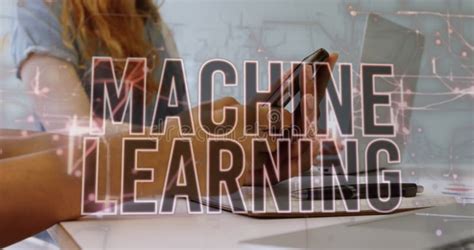 Animation Of Machine Learning Text Over Caucasian Businesswoman Using Smartphone Stock Footage