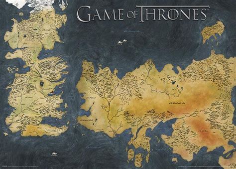 Game Of Thrones Westeros And Essos Antique Map Metallic Thick Paper