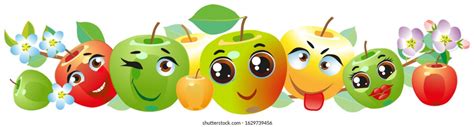 Sweet Apple Border Cute Cartoon Emoji Stock Vector Royalty Free 1629739456 Shutterstock