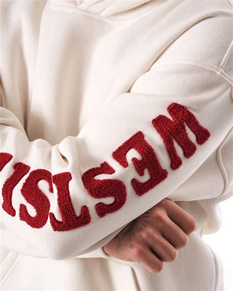 Mens Oversized Embroidery Pattern White Hoodie Martin Valen
