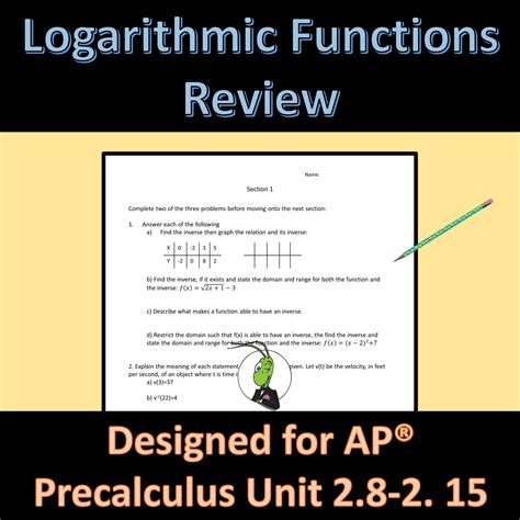 AP Precalculus Unit Review Activity Logarithmic Functions Made By Teachers