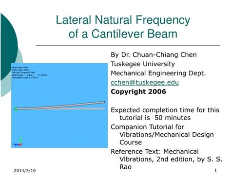 Ppt Lateral Natural Frequency Of A Cantilever Beam Powerpoint Presentation Id187629