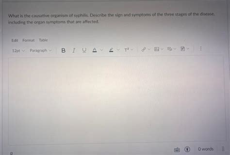 Solved What Is The Causative Organism Of Syphilis Describe