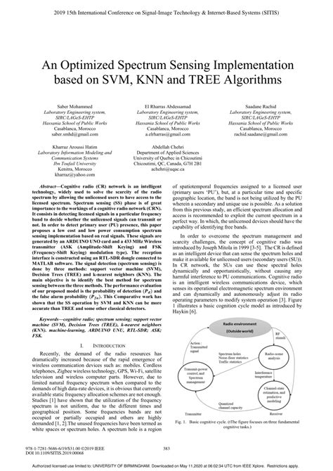 pdf an optimized spectrum sensing implementation based on svm knn