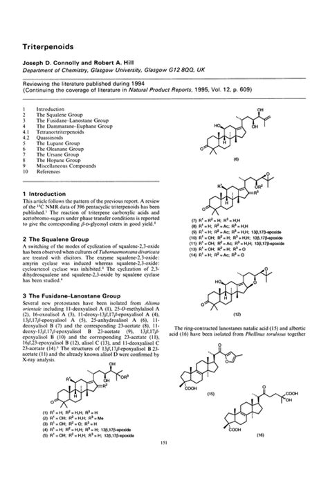 Triterpenoids Natural Product Reports Rsc Publishing