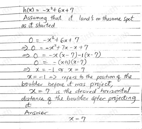 Solved The Expression X26x7 Represents The Height Of A Boulder