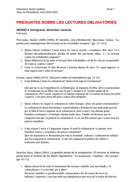 Preguntes Sobre Les Lectures Obligatòries Sessió 4 Pdf