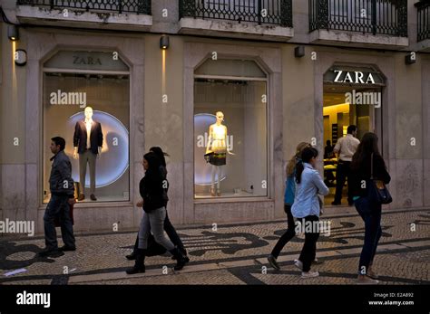 Portugal Lisbon Baixa District The Pedestrian And Shopping Street