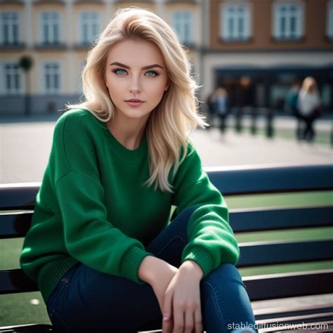 Blonde Woman In City Relaxation Stable Diffusion Online