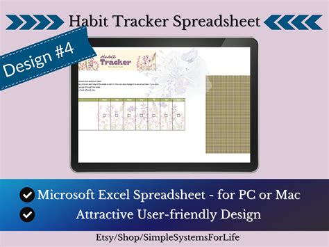 Daily Excel Habit Tracker Spreadsheet Digital Habit Tracker Habit Tracker Spreadsheet Goal