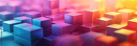 Abstract Bright Psychedelic And Trippy Background With Cubes Or Geometric Shapes Vibrant Color