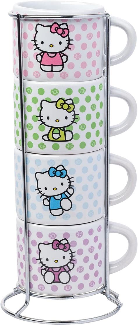 Sanrio Espresso Set 4 Pieces Color Dot Hello Kitty