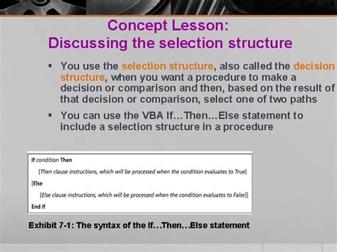 Using The Selection Structure Unit Visual Basic