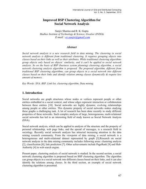 pdf improved bsp clustering algorithm for social network analysis