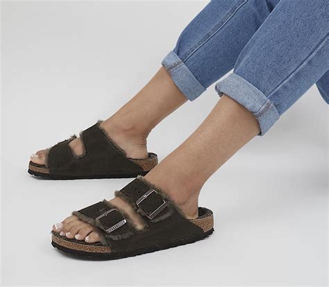 Birkenstock Arizona Shearling Sandals Mocha Womens Sandals