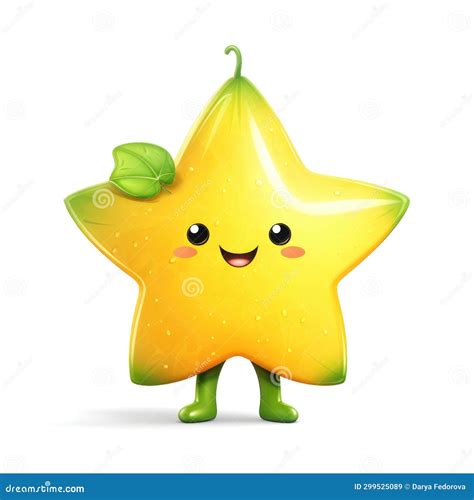 Cute Starfruit Happy Cartoon Character Stock Illustration