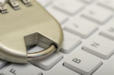 Cybersecurity Concept Metallic Padlock On Keyboard Protecting Digital Data Stock Illustration