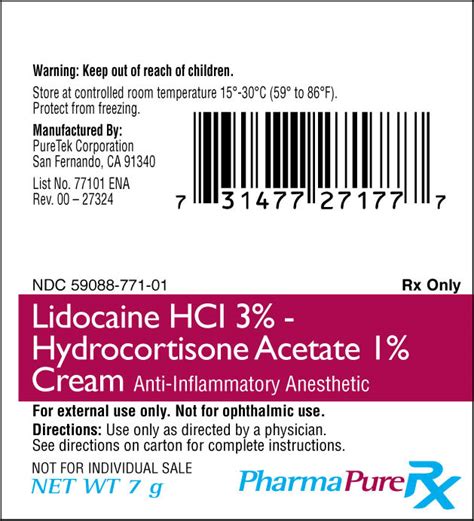 Dailymed Lidocaine Hcl 3 And Hydrocortisone Acetate1 Cream