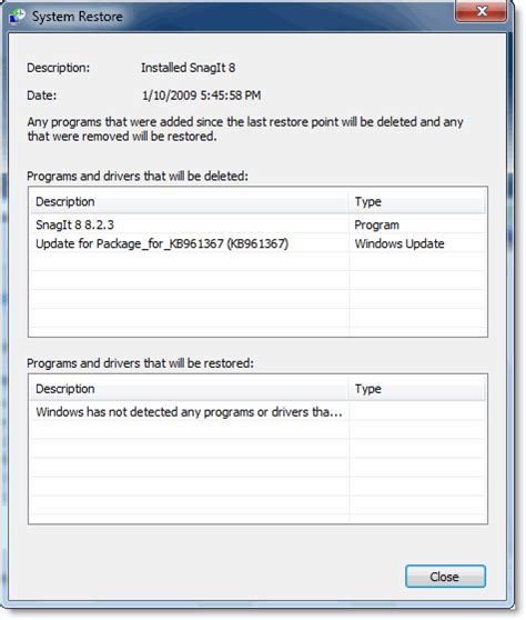 Scan For Affected Programs New System Restore Feature In Windows 7