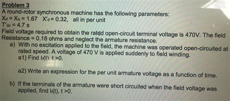 Solved Problem 3 A Round Rotor Synchronous Machine Has The